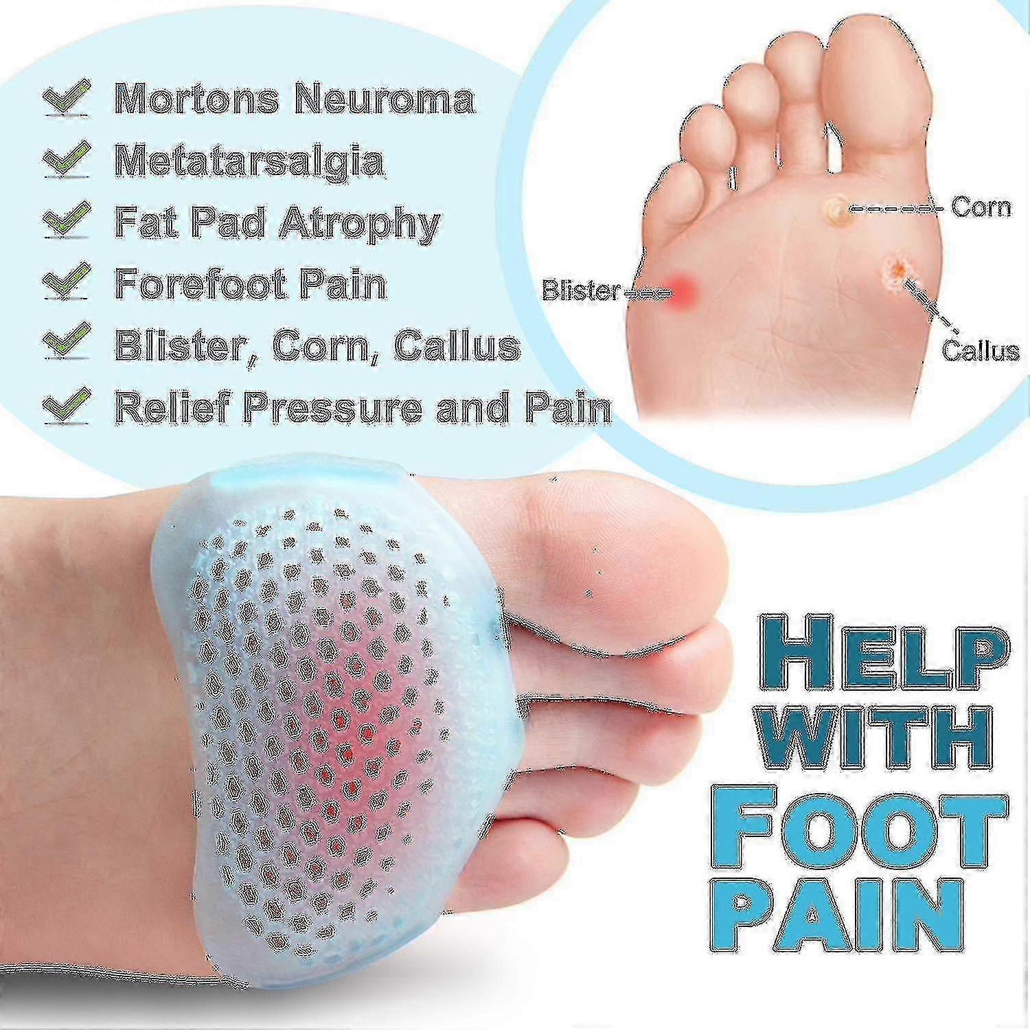 2024 New Metatarsal Pads For Womend Men, 4pairs Ball Of Foot Cushions For Metatarsalgia Neuroma ...