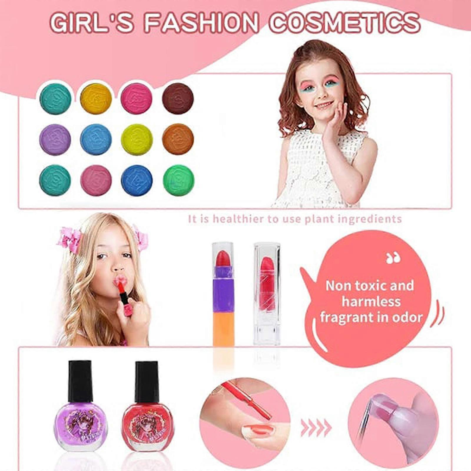 Kids Makeup Kit for Girl, 46 Pcs Washable Toddler Makeup Kit, Girls ...