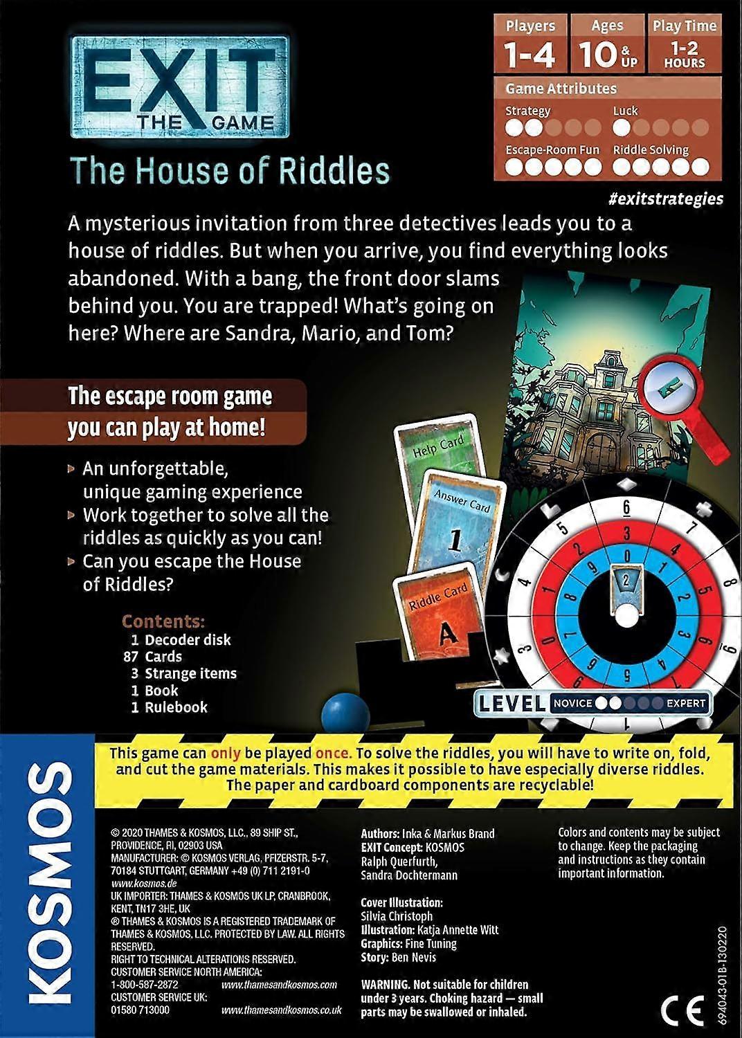 EXiT The House of Riddles Board Game | Fruugo UK