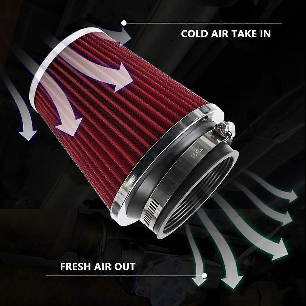 Universal 3'' / 76mm Air Filter Aluminium High Flow Cold Air Intake ...