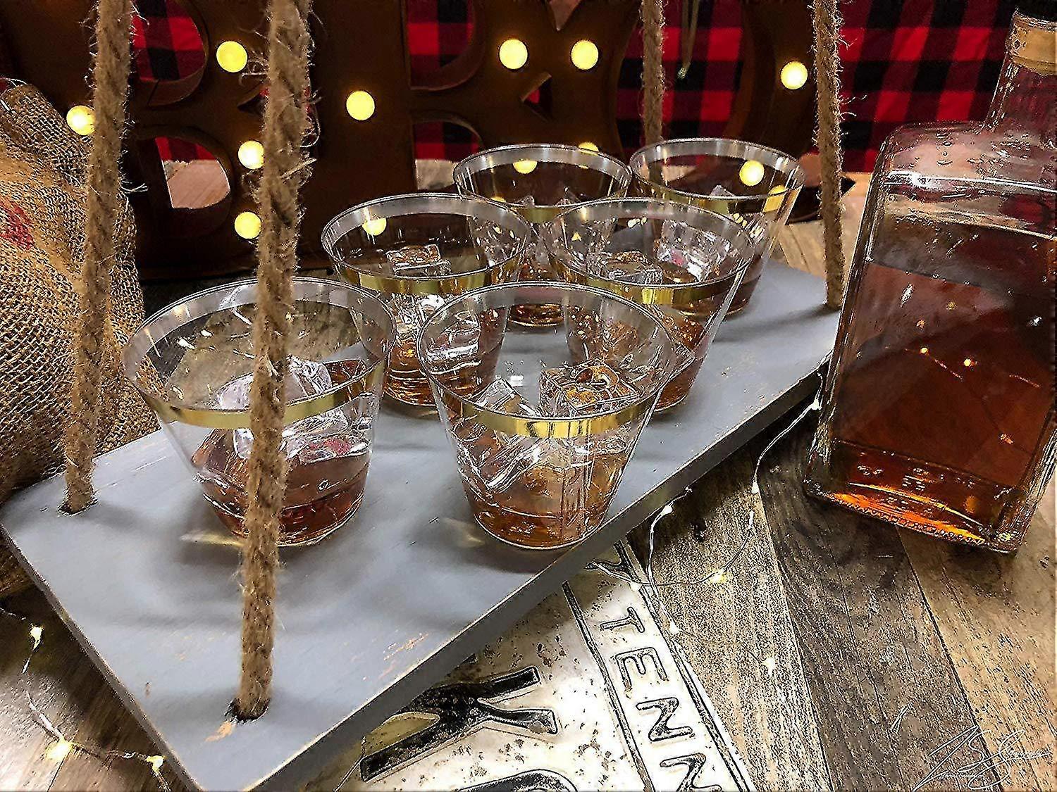 50 Pack - 9 Oz Plastic Cocktail Glass, Rimmed Plastic Cups Clear Cup ...