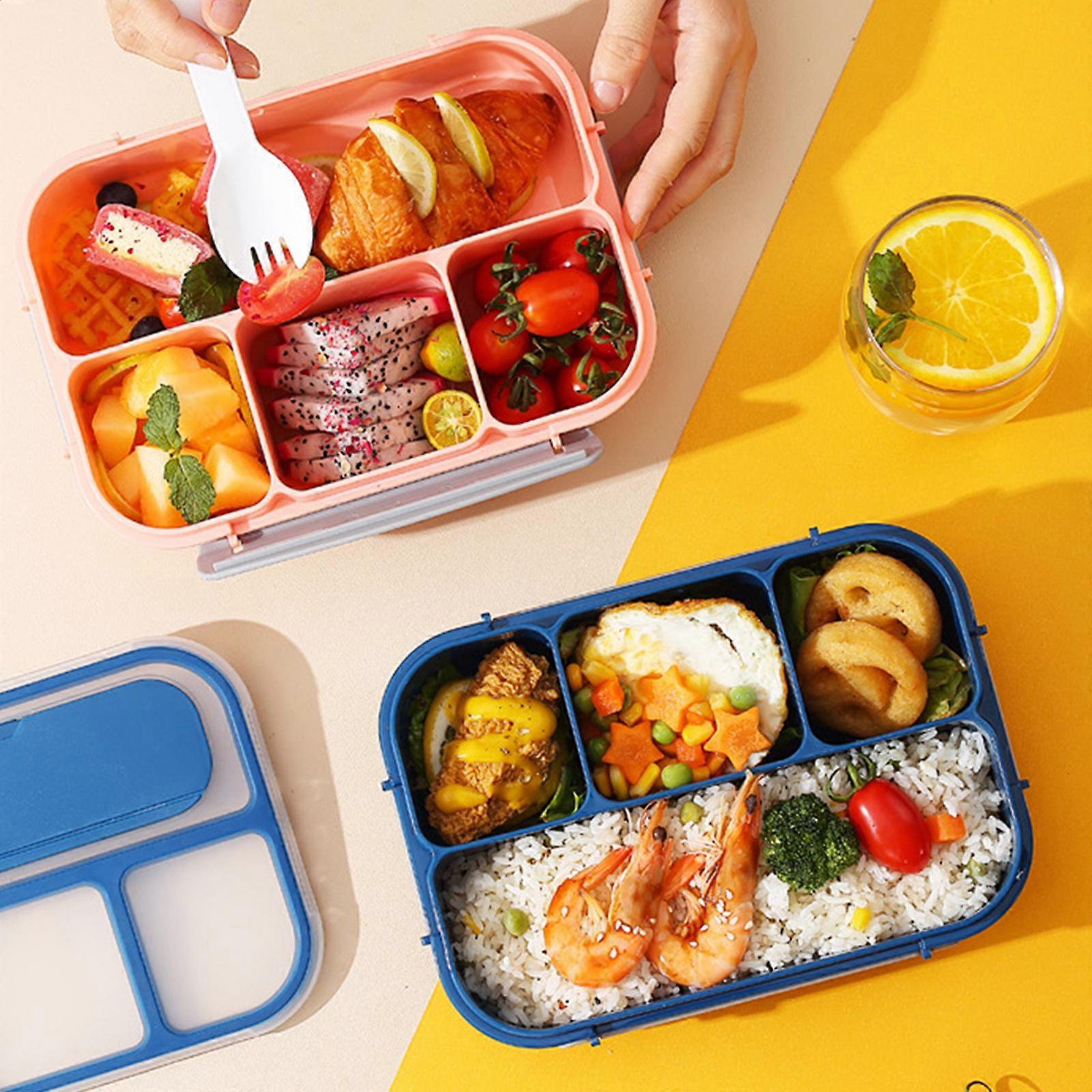 Bento Box Lunch Containers For Adults With Cutlery 1300ml 4 Compartment ...
