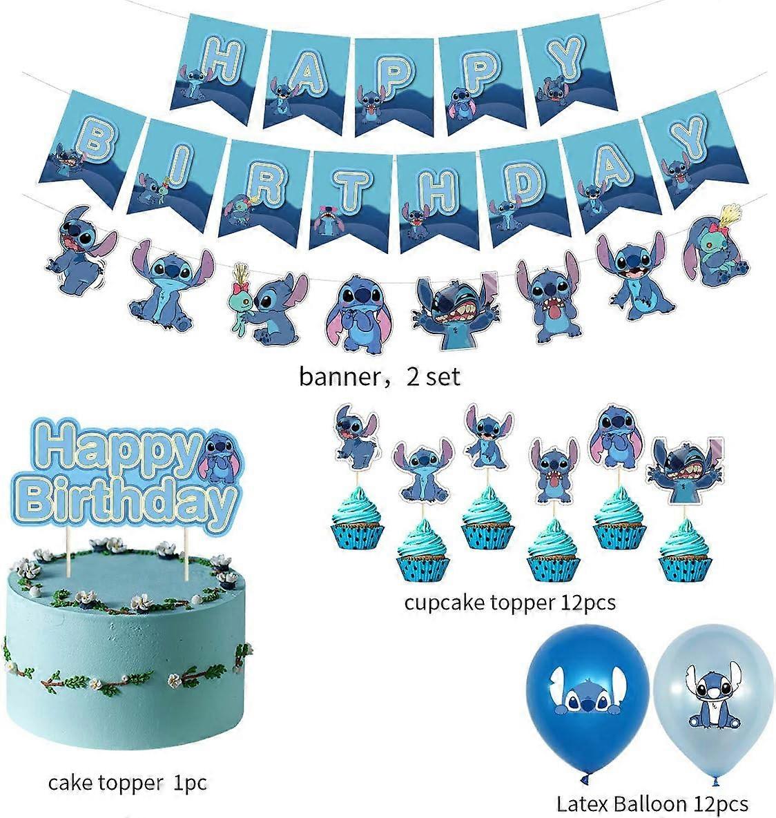 Lilo and Stitch Birthday Party Decoration, Stitch Birthday Banner Cake ...