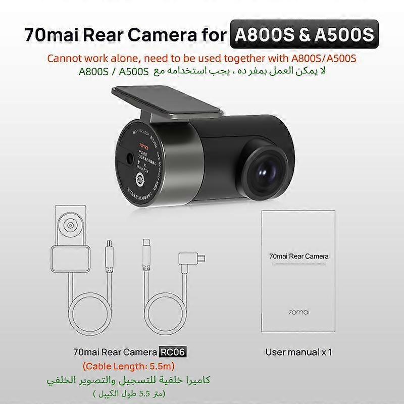 70mai Rear Camera RC06 Full HD 1920x1080 for 70mai A500S,A800, A800S ...