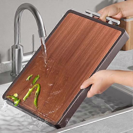 Stainless Steel Wood Cutting Board with Juice Slot Double-Sided ...
