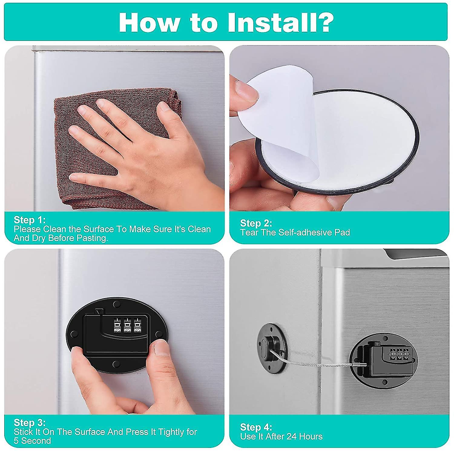 2 Pack Refrigerator Lock-heavy Duty Combination Fridge Lock, Child/baby ...