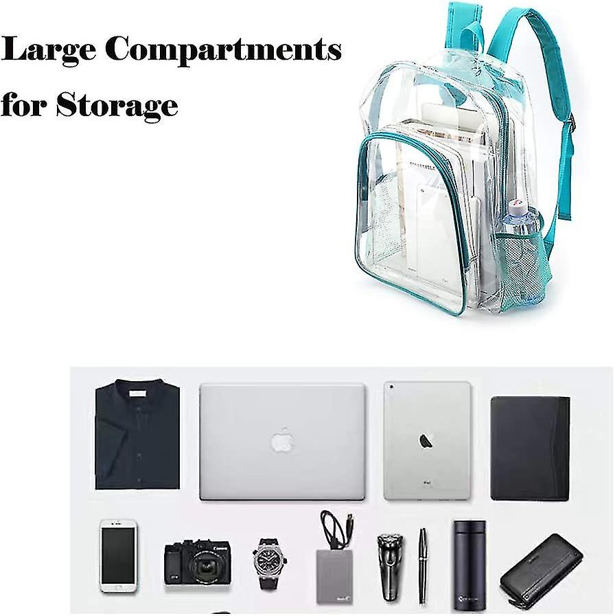 Heavy Duty Transparent Clear Backpack Plastic For School Work (blue ...