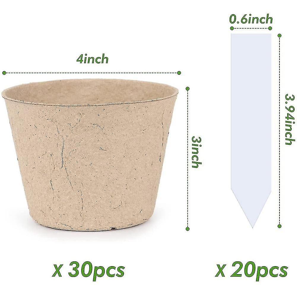 Pots, 30 Pcs 3 Inch Pots Round Pot, Biodegradable Plants Pots With ...
