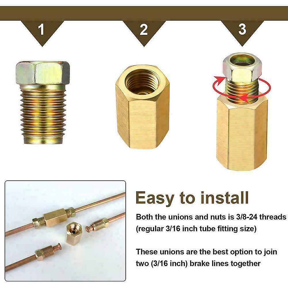 12Pcs/Set 3/16" Brake Line Repair Female Union Inverted Tube Nuts ...