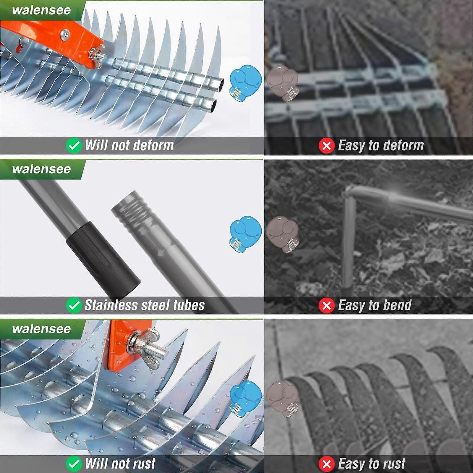 Thatch Rake Lawn Hay Rake for Cleaning Grass Dethatching Lawn Grass ...