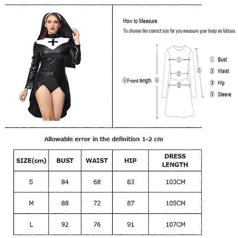 Carnival Halloween Lady Medieval Nun Habit Costume PU Latex Slim Tuxedo ...