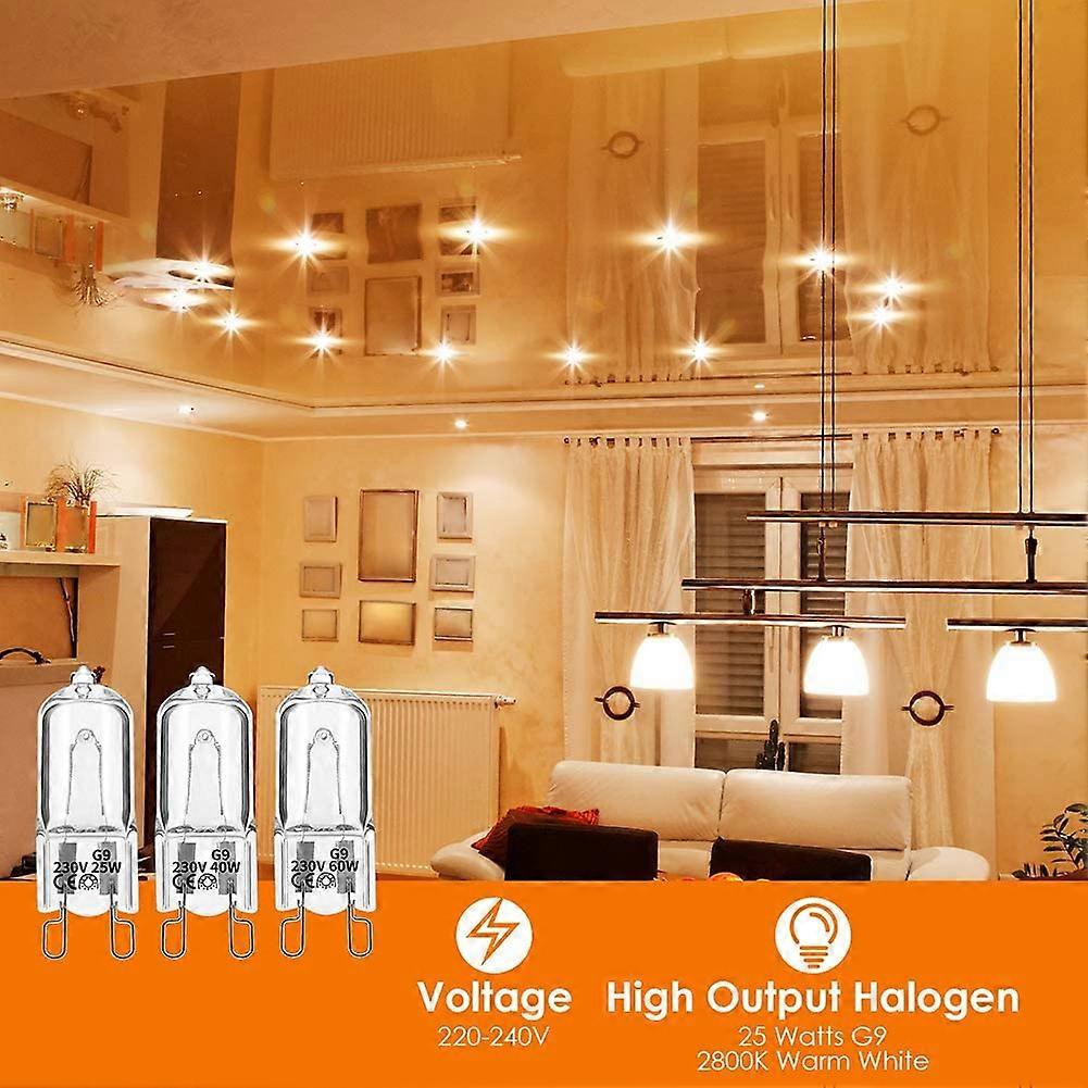20Pcs G9 Halogen Light Bulbs,60W Clear Halogen Lamps Dimmable,Warm ...