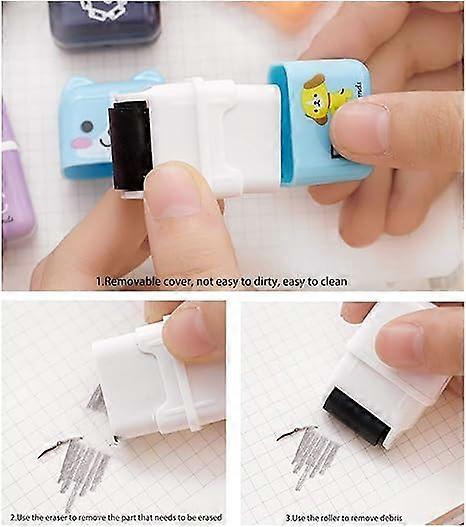 6 Pcs Cute Pencil Eraser, Cartoon Animal Themed Roller Colorful ...