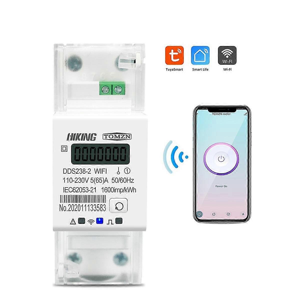 Tuya Single Phase 65a Din Rail Wifi Smart Energy Meter Timer Monitor Kwh Meter Wattmeter 110v ...