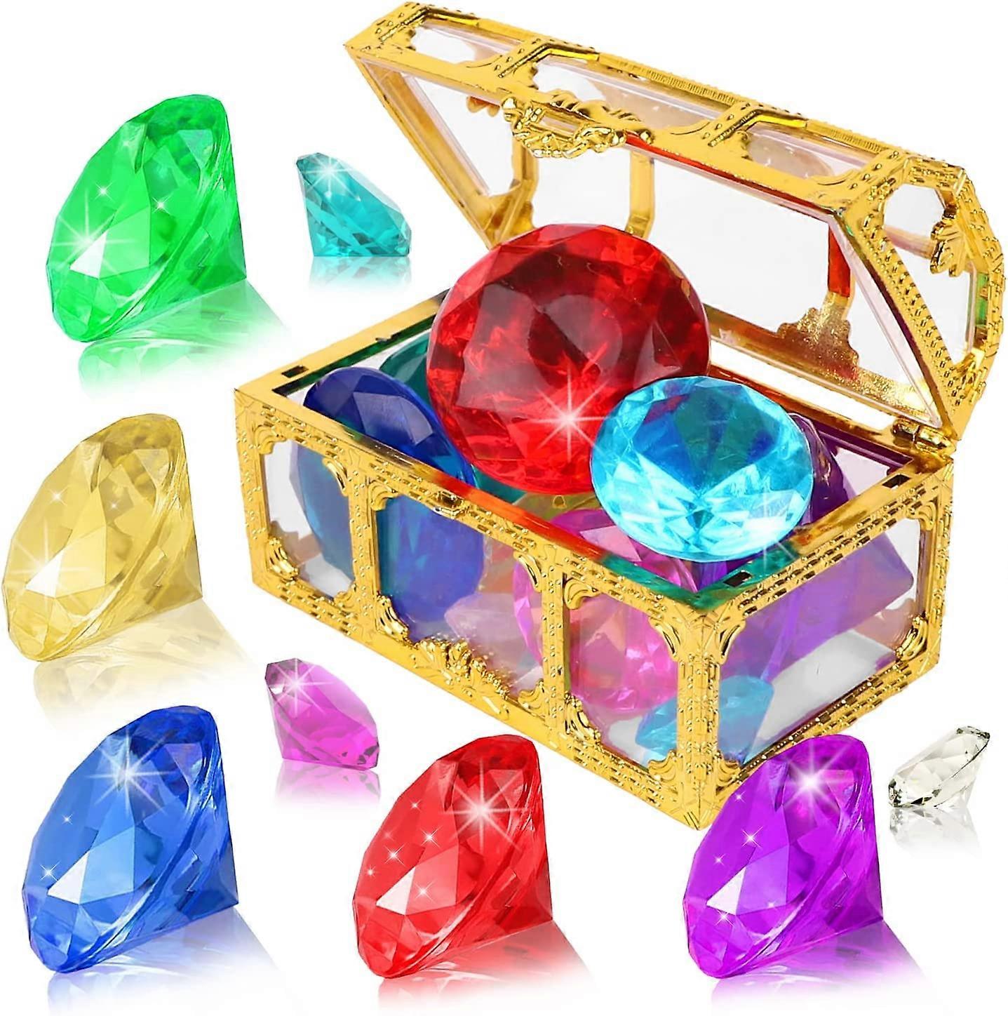Diving Gems Pool Toys 10pcs Colorful Big Diamond Gems & Treasure Pirate ...