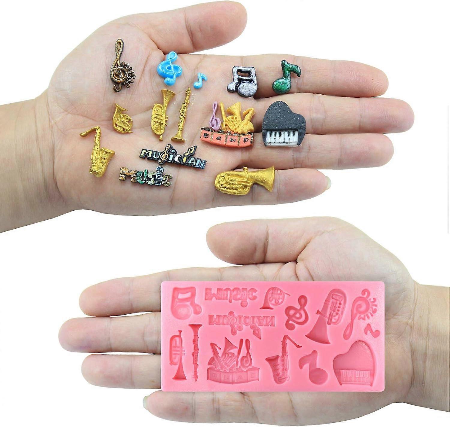 Mini Musical Instruments Clef Notes Silicone Candy Mold for Cake ...