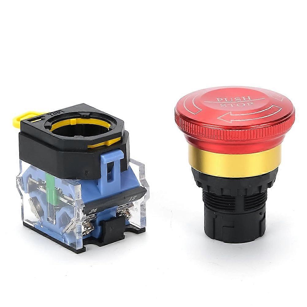 Emergency Stop Button 10A 22mm Latching Push Button Switch, Aluminum Alloy Round Emergency Stop ...