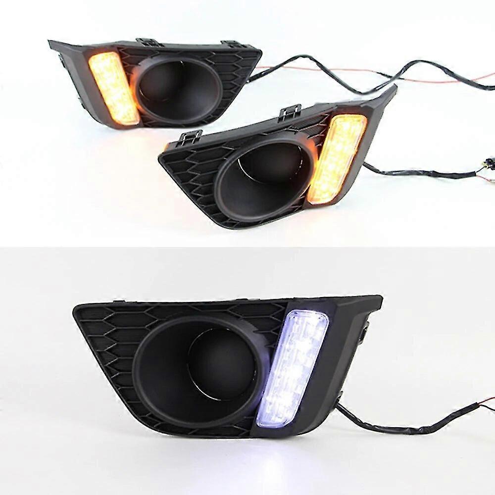 For Honda Jazz fit 2014 2015 2016 Car LED Daytime Running Lights LED DRL fog lamp cover Fog ...