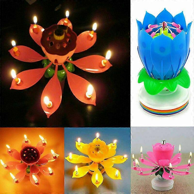 Rotating Lotus Flower Candle with Music, Floral Birthday Cake ...