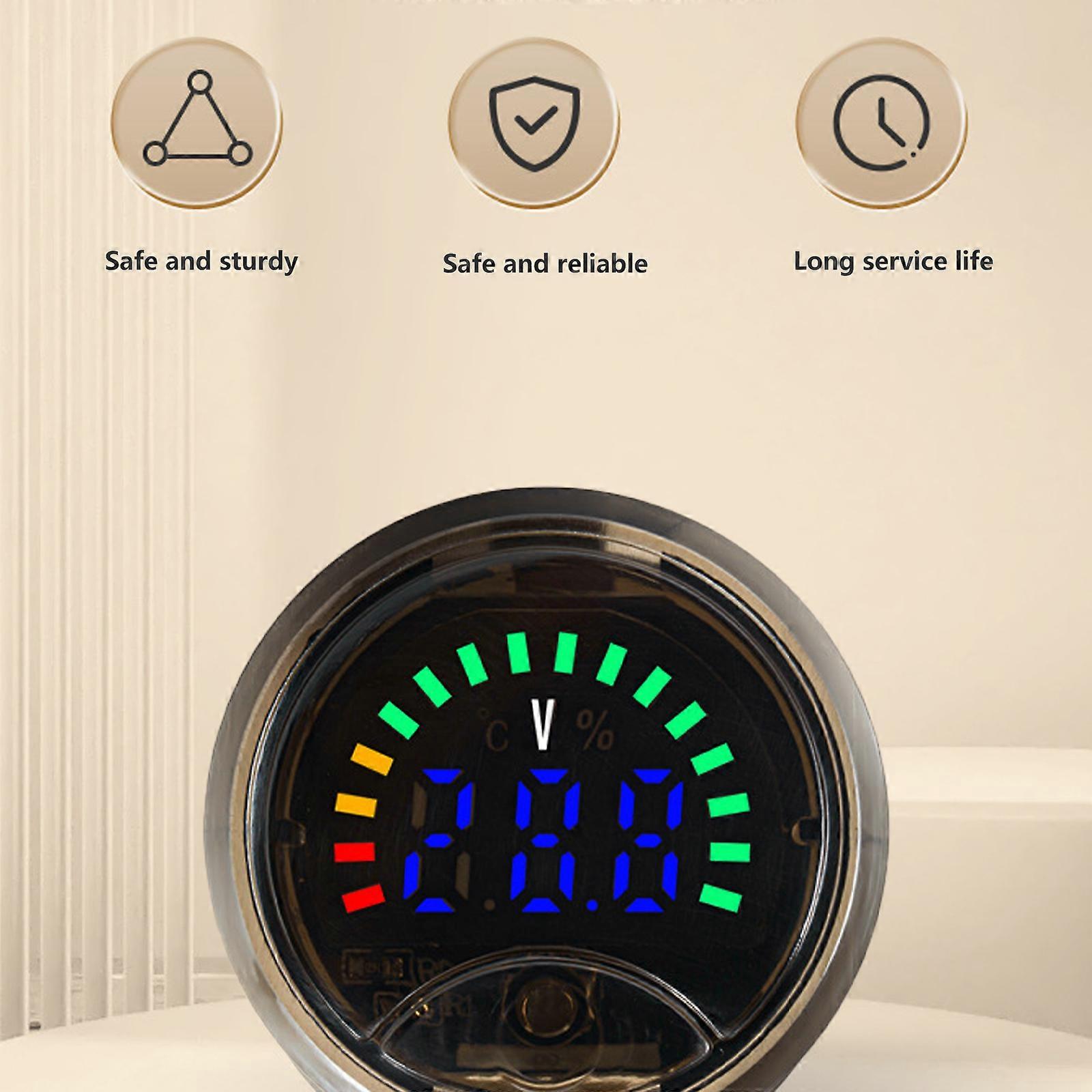 Round Digital Voltmeter Ammeter LED Display Circular Voltages & Charge ...