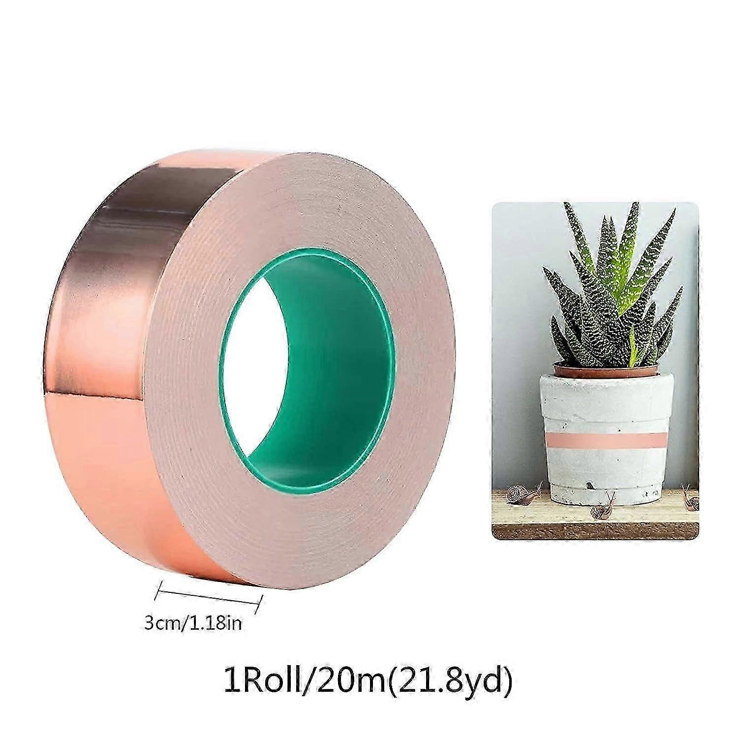20 M Copper Foil Tape,Slug Repellent Copper Foil Tape with Conductive ...