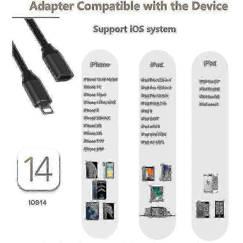 1m Lightning Extension Cable For Iphone Ipad, Iphone Extension Cable Apple Mfi Certified Female ...
