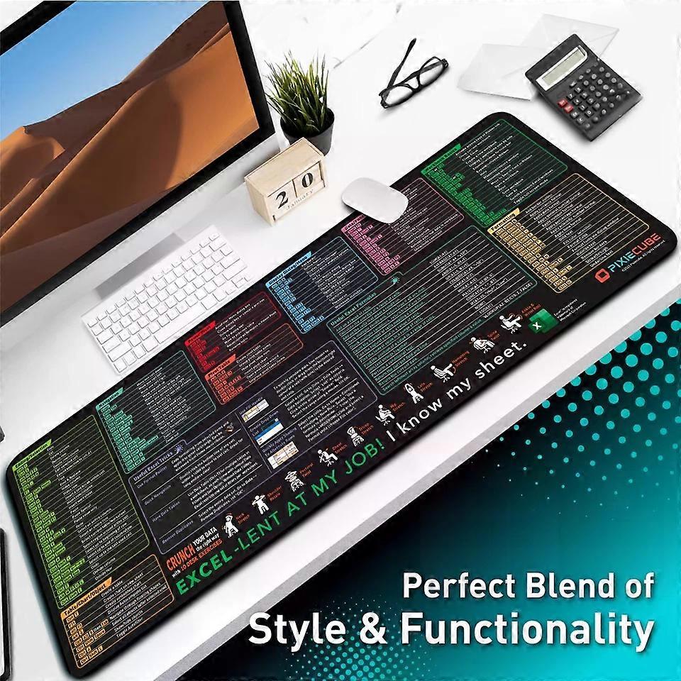 Excel Shortcut Keys Mouse Pad, Extended Large XL Cheat Sheet Gaming ...