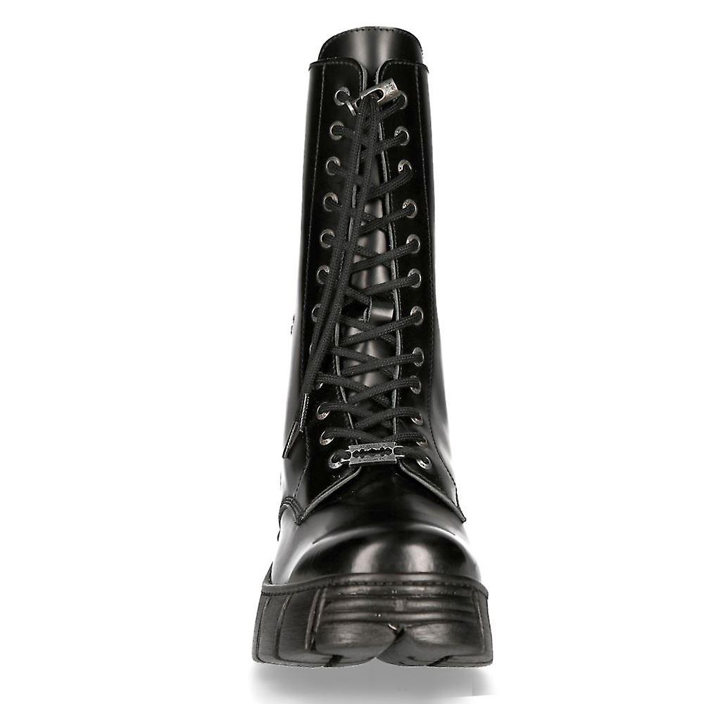 New Rock M-WALL027N-C2 Boots Leather Wall Rock Biker Mid-Calf Tower ...