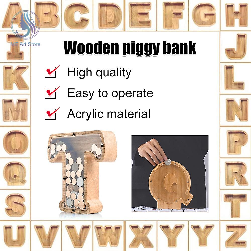 A to Z English Letter Wooden Money Storage Box Jar English Alphabet ...
