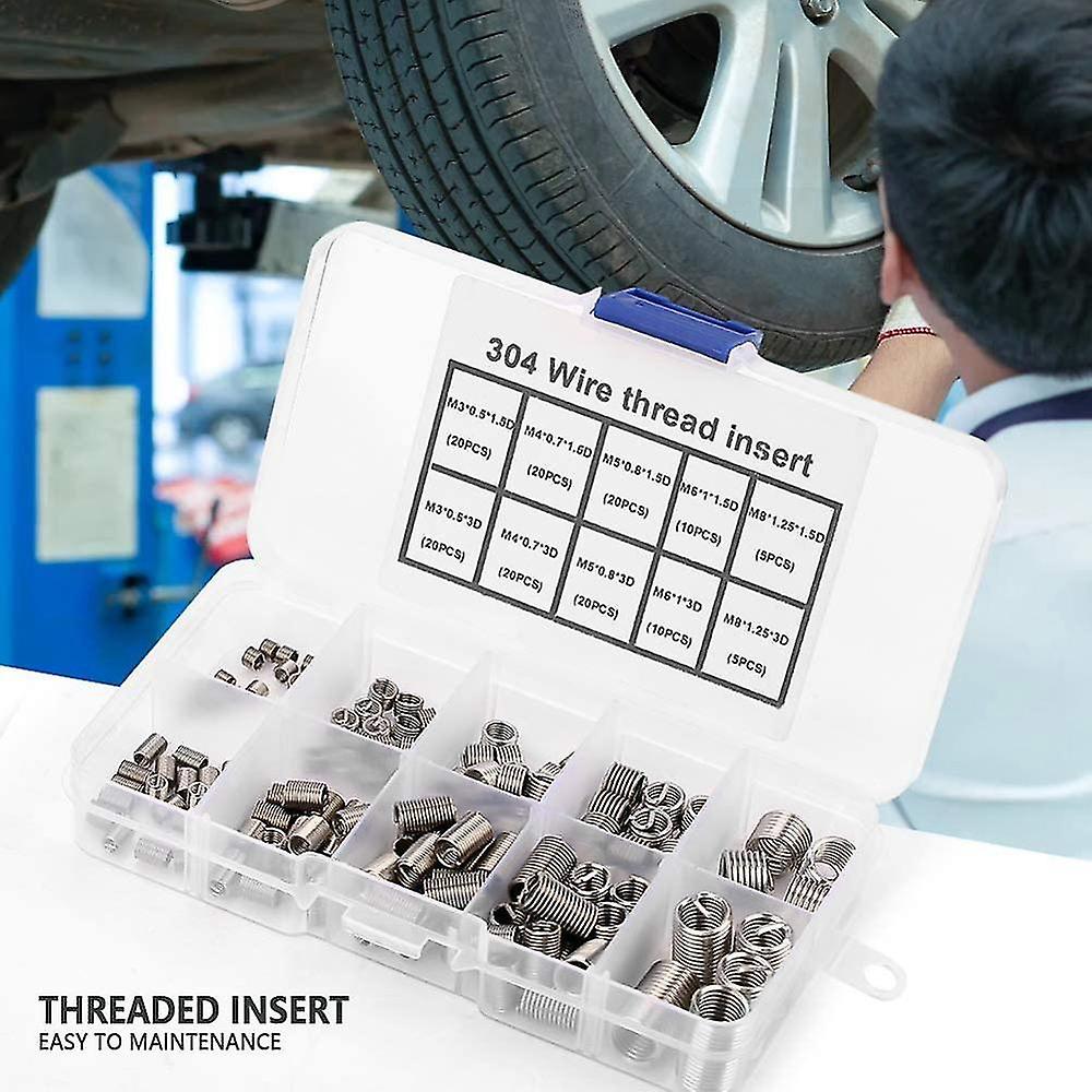 150pcs Thread Repair Inserts M3 M4 M5 M6 M8 Stainless Steel Heli Coil ...