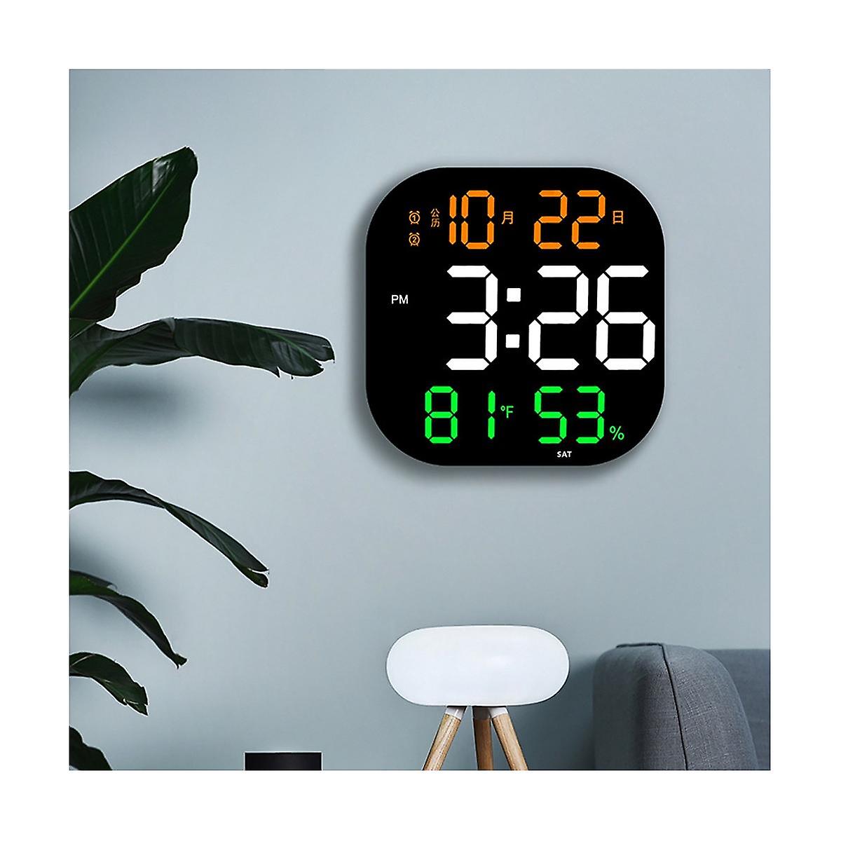 13Inch Wall Clock Brightness Adjustable Remote Control LED Digital ...