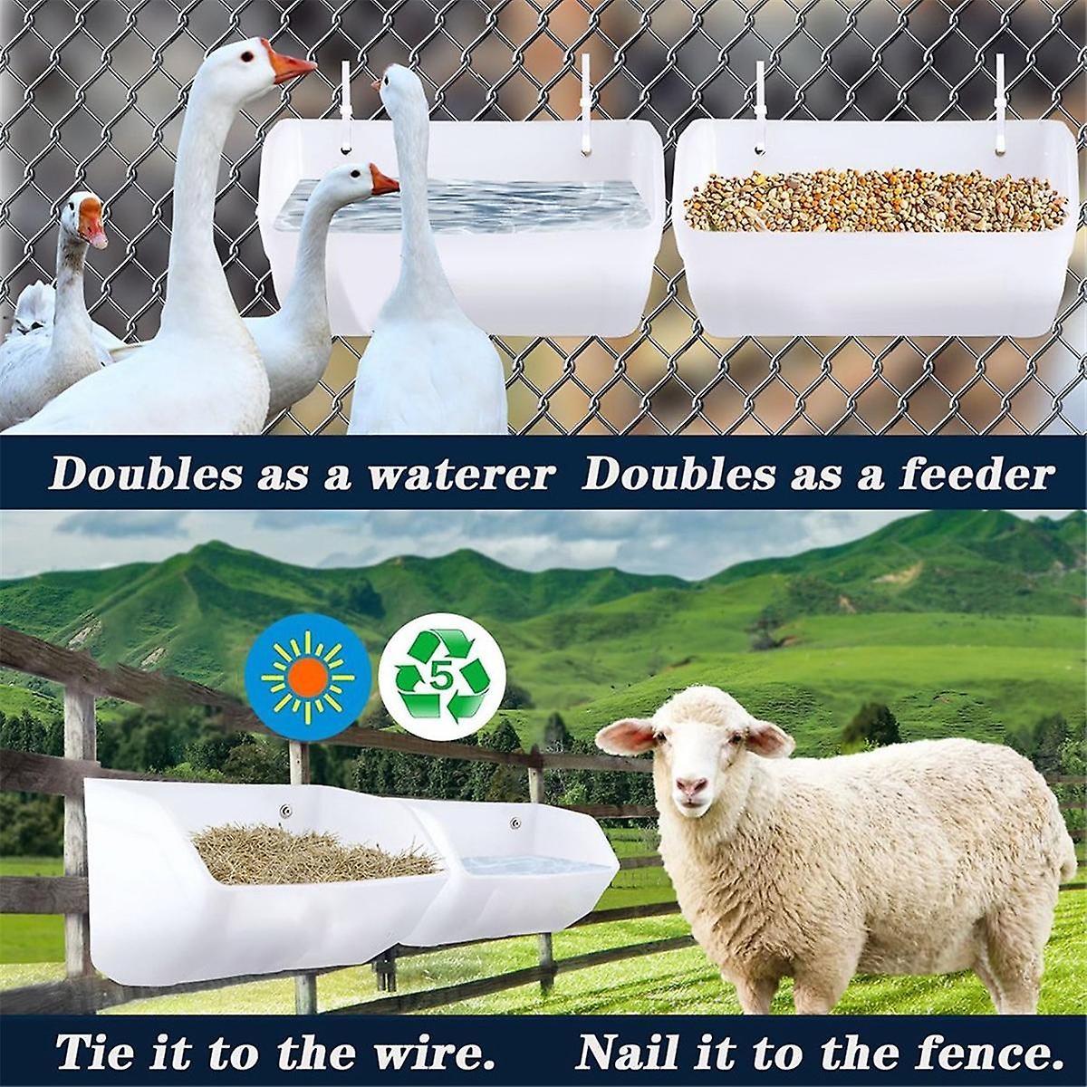 Plastic Livestock Feeding Trough Chicken Feeder & Waterer 2-Pack ...