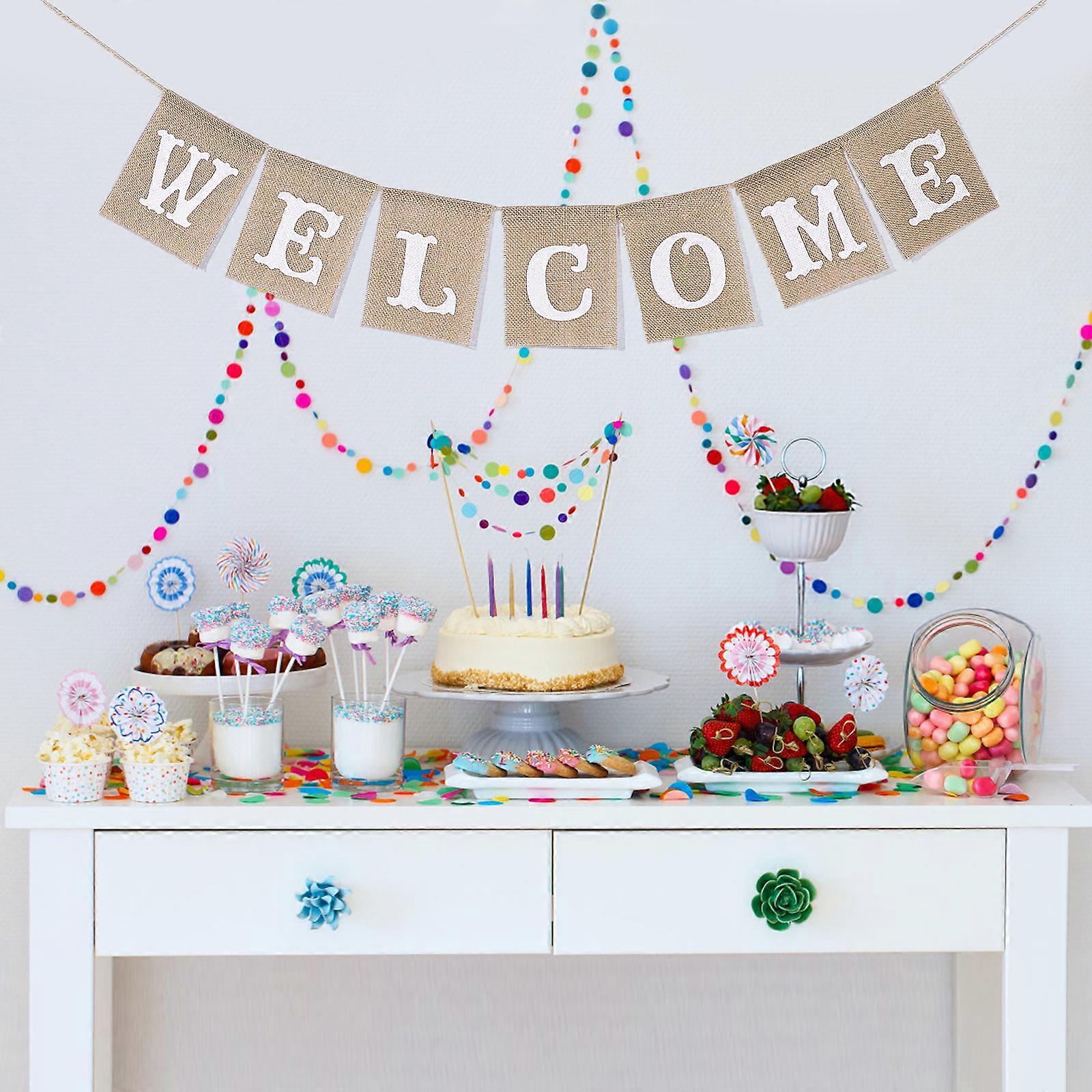 House Ornaments Party Pennant Banner Anniversary Party Decor Welcome ...