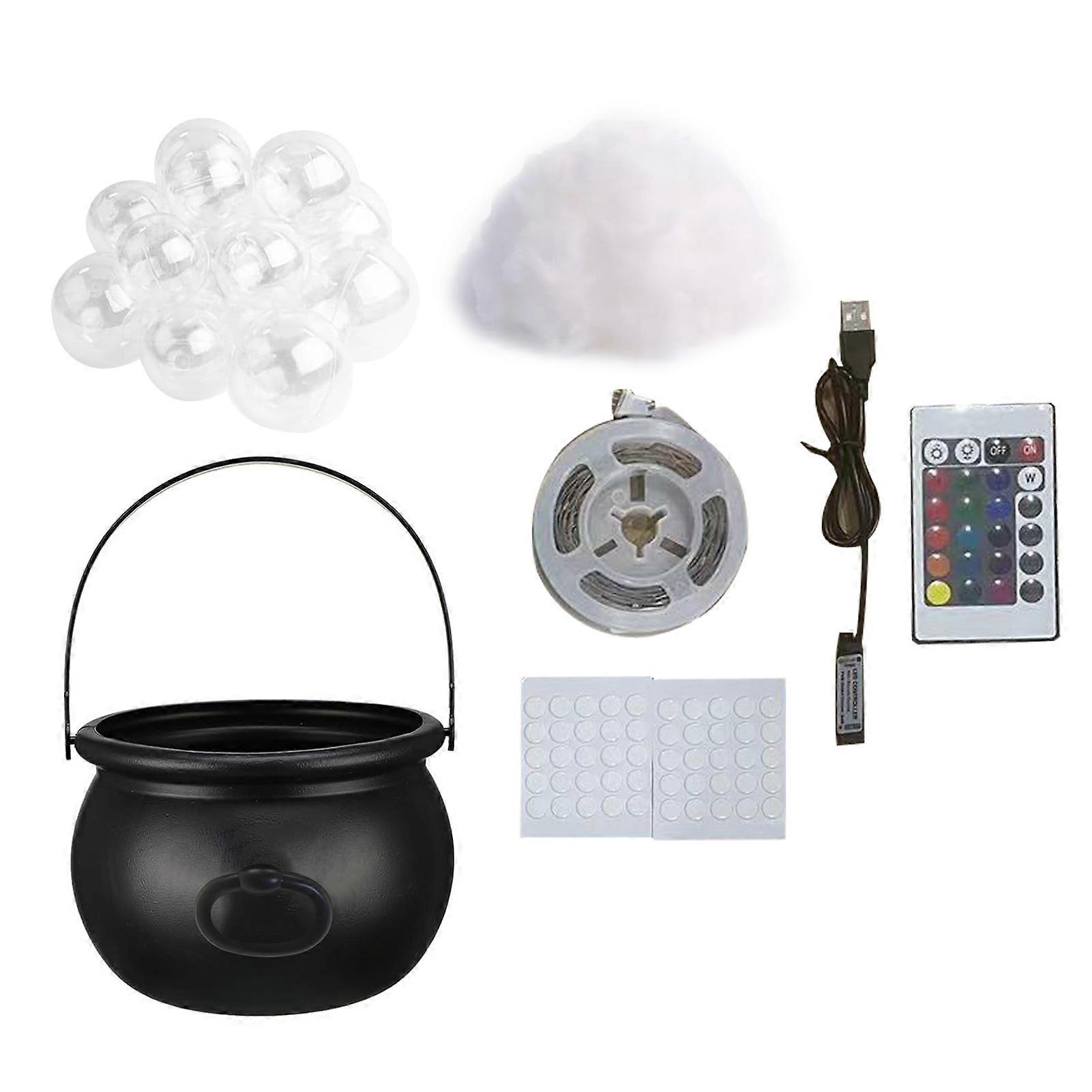 Halloween Bubbling Cauldron Set DIY Lighted Witch Pot Table Decoration ...