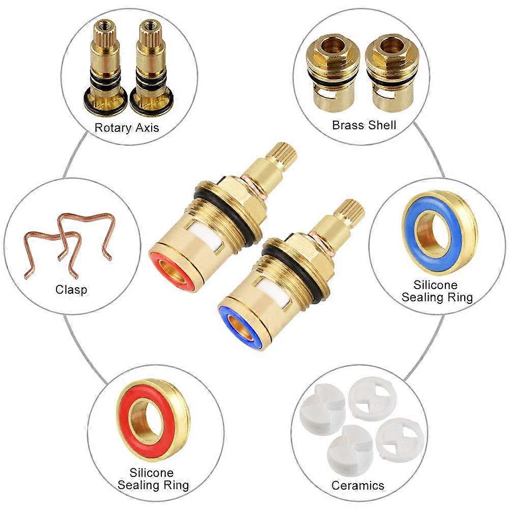 2PCS Replacement Tap Valves Brass Ceramic Stem Disc Cartridge Faucet ...