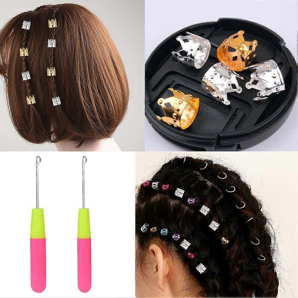 2pcs Crochet Needles 30pcs Hair Ties For Long Hair Locks Decorative ...