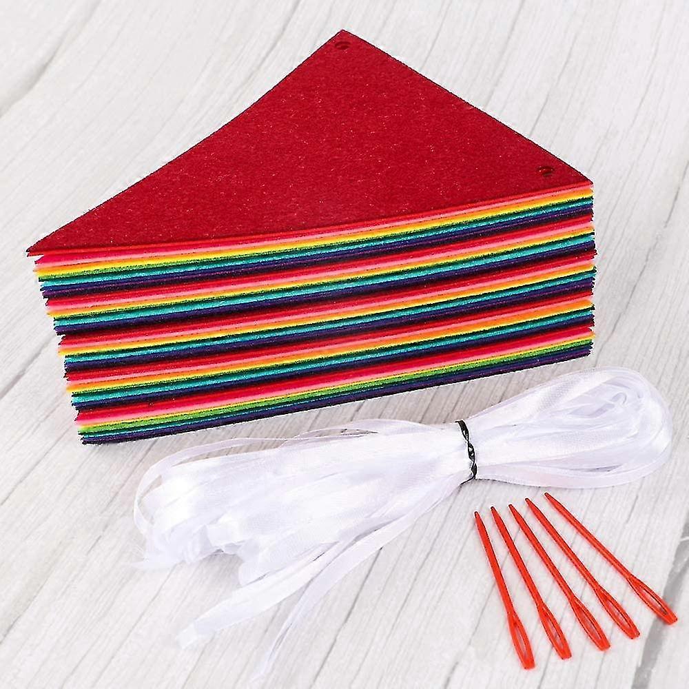 60pcs Rainbow Pennant Banner Multicolor Felt Fabric Pennant Banners ...