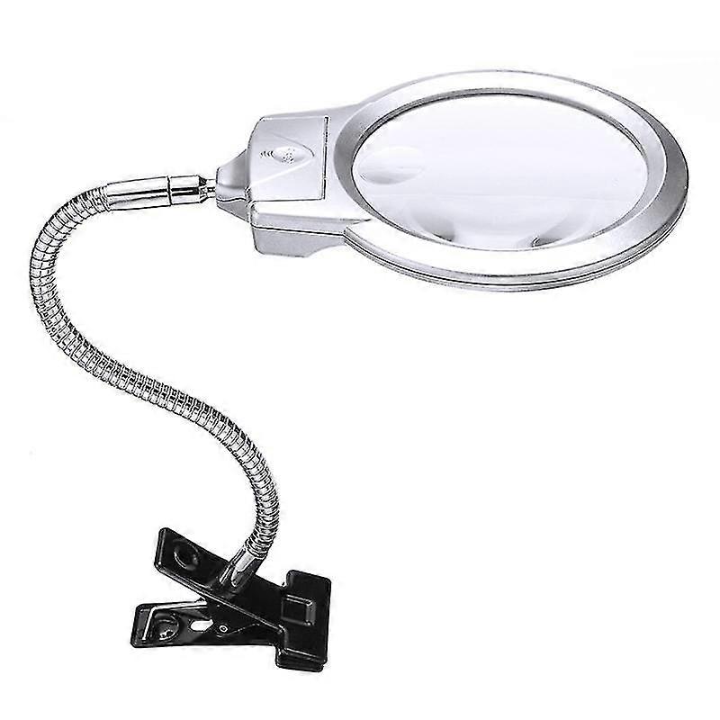 Magnifying glass clamp large lens led lighted lamp top desk jewelry ...