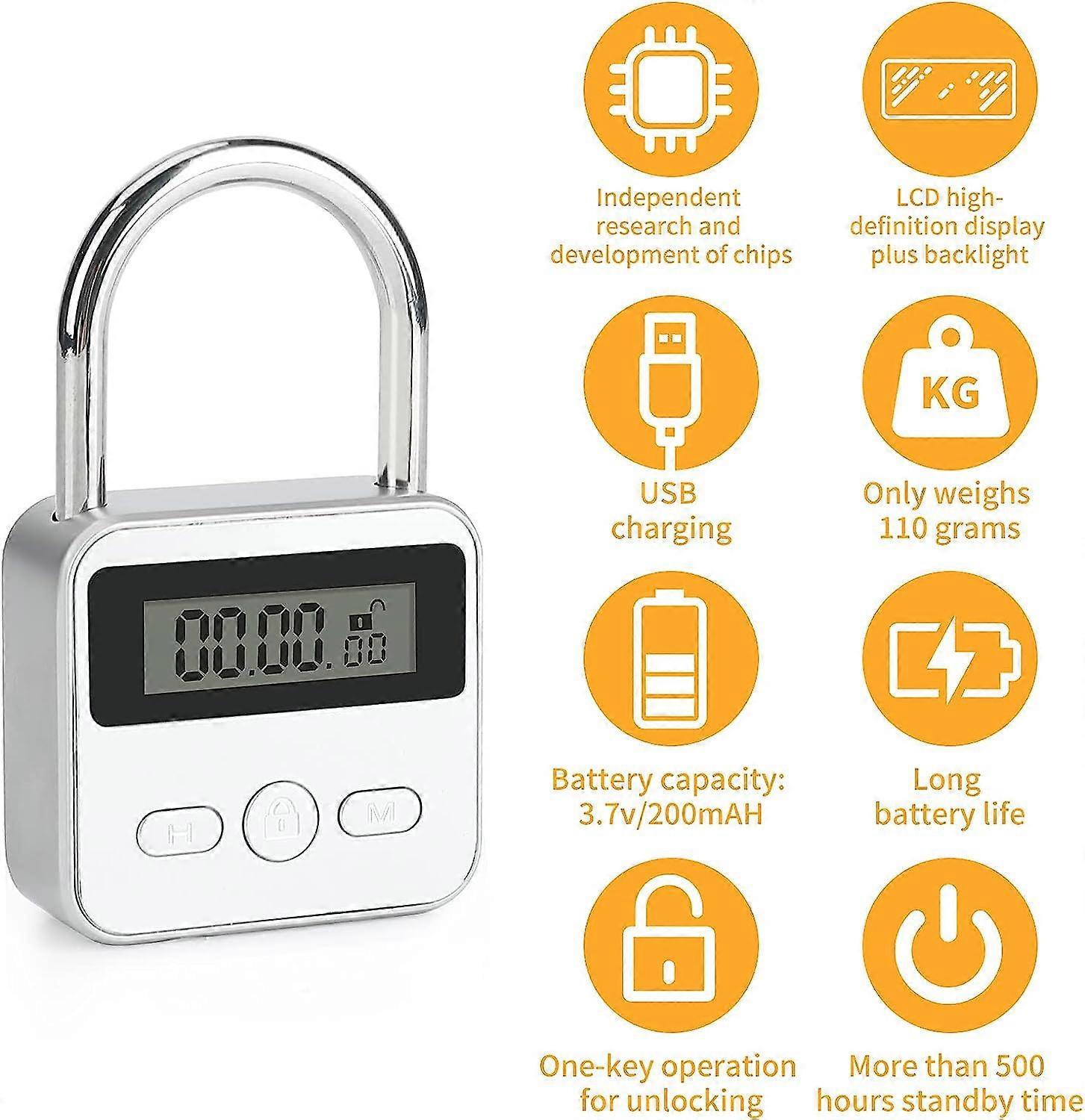 TCGG-Smart Time Lock Max 99 Hours Timing Lock With Lcd Display Usb ...
