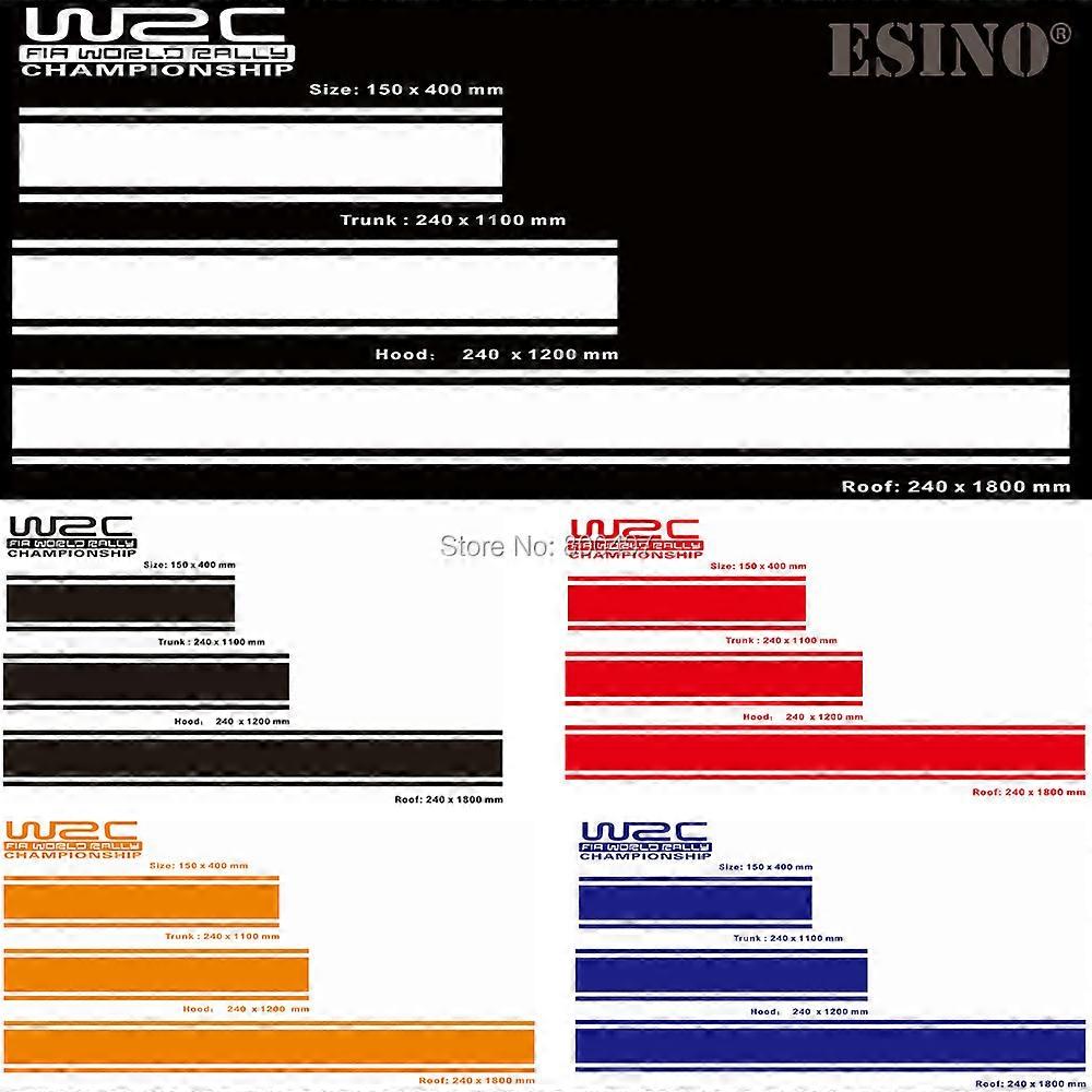 New WRC FIA World Rally Championship Stripe Set Car Hood Roof Trunk ...