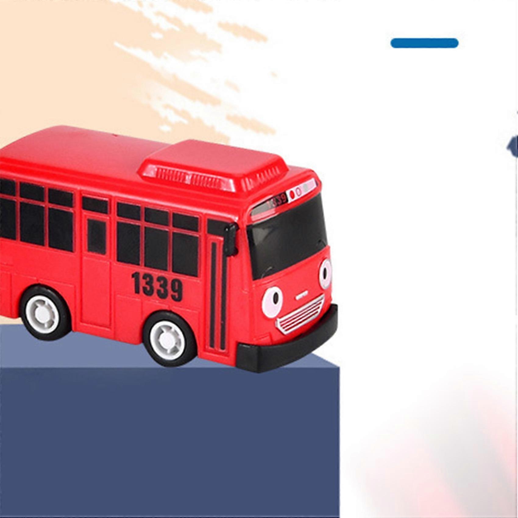 4Pcs Little Bus Mini Plastic Pull Back Blue Red Yellow Green Bus Car ...