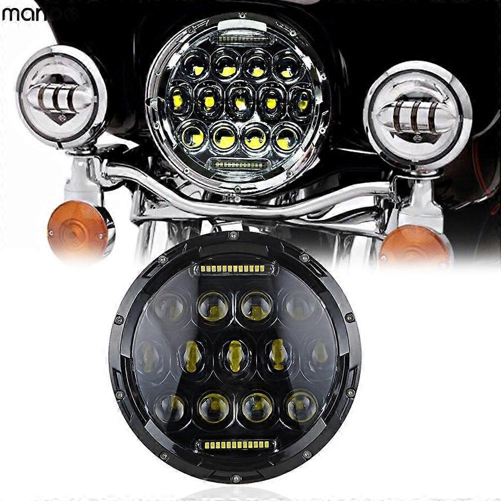 7 Inch H4 LED Headlight For Softail Slim Fat Boy 7inch DRL Motorcycle ...