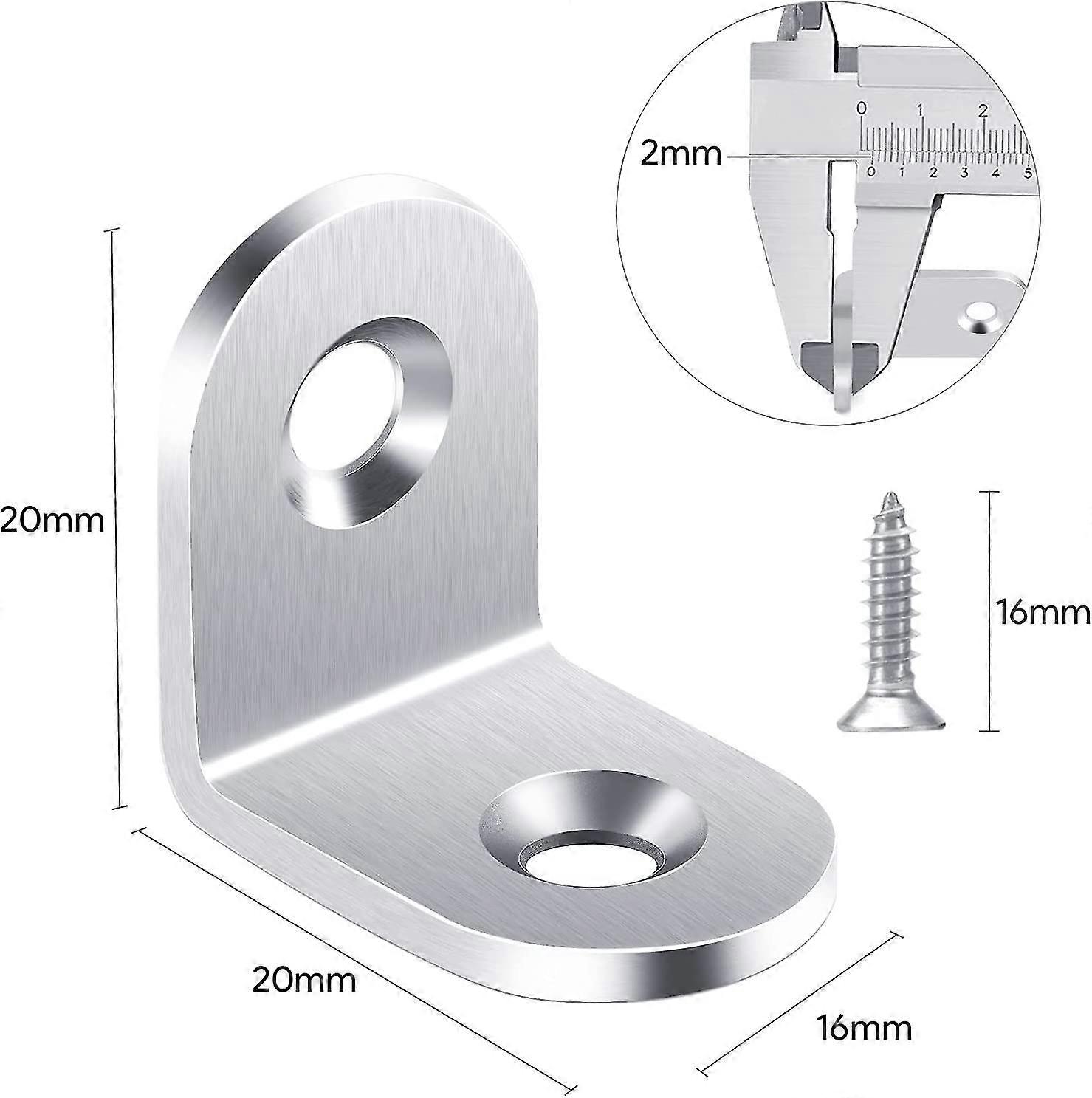 20 Pcs 20x20mm Right Angle Bracket, Stainless Steel Angle Bracket 90 ...