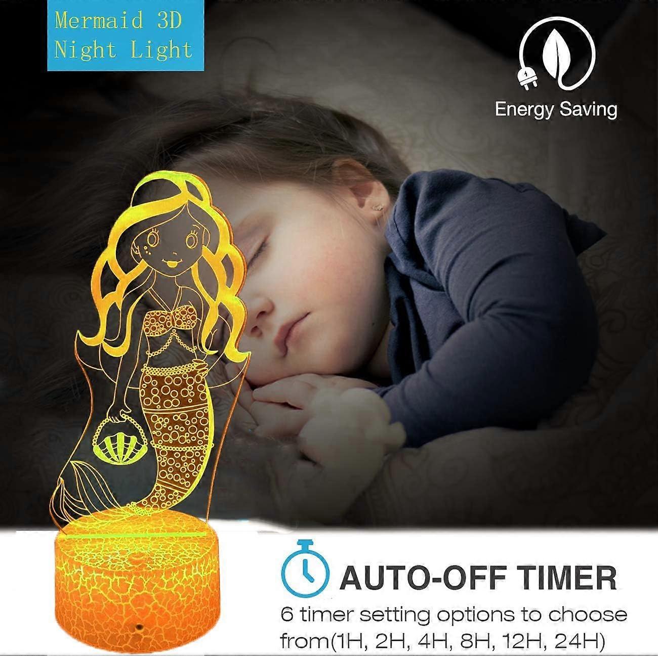 3D Mermaid Night Lights for Kids, Mermaid Toys for Girls, 7 Color ...