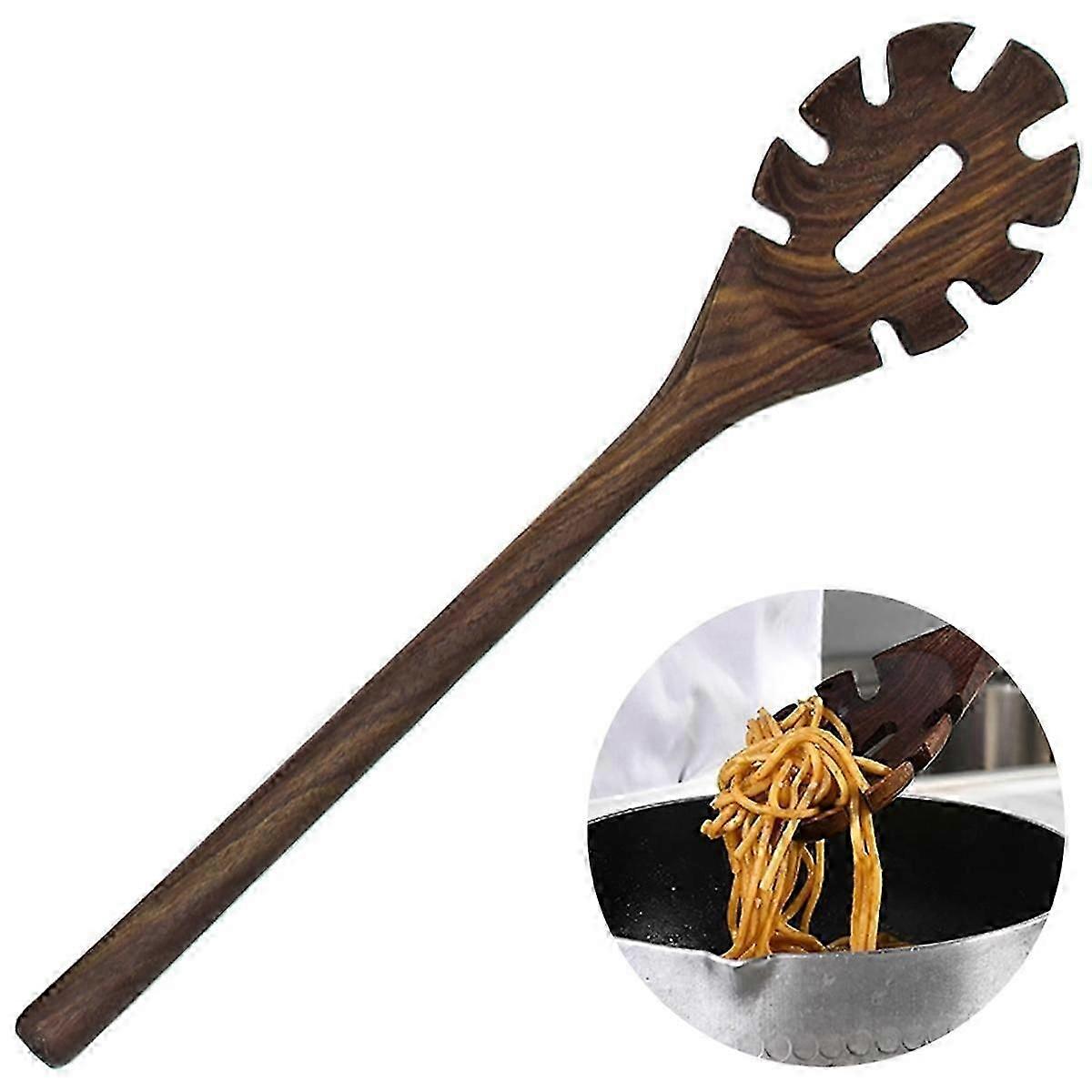 Walnut Wood Spaghetti Pasta Server Long Handle Wooden Pasta Spoon With ...