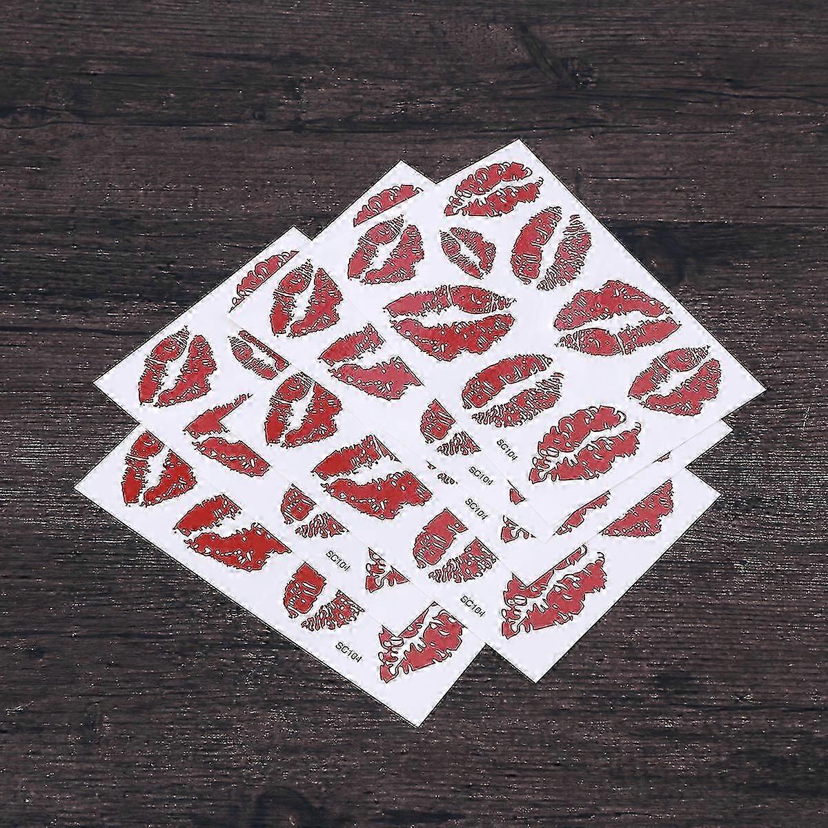 6 Pcs Body Stickers Makeup Tattoo Mouth Stickers Temporary Lip Tattoos ...