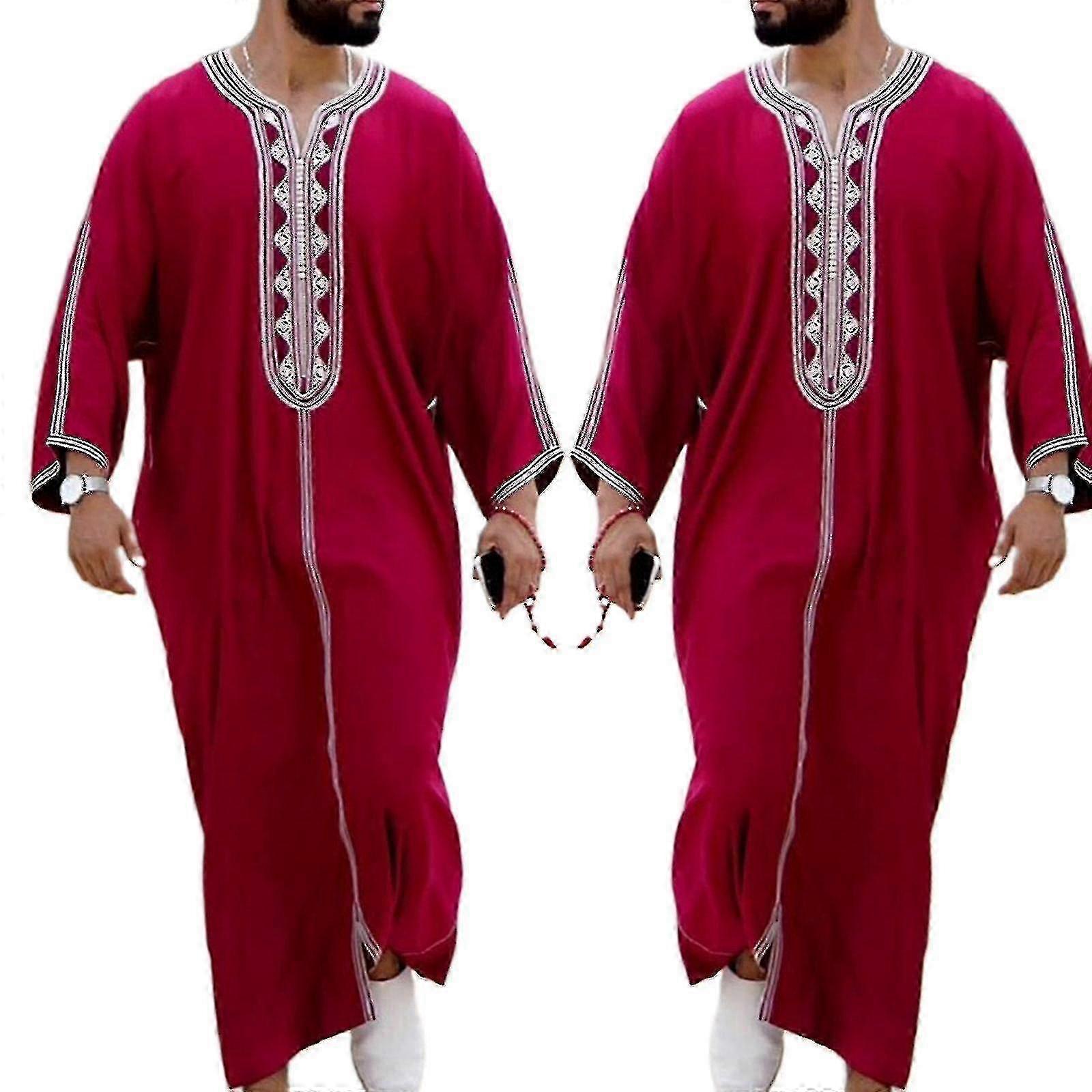 Vintage Patchwork Long Sleeve Kaftan for Men - Islamic Arabic Style Muslim Robes | Fruugo UK