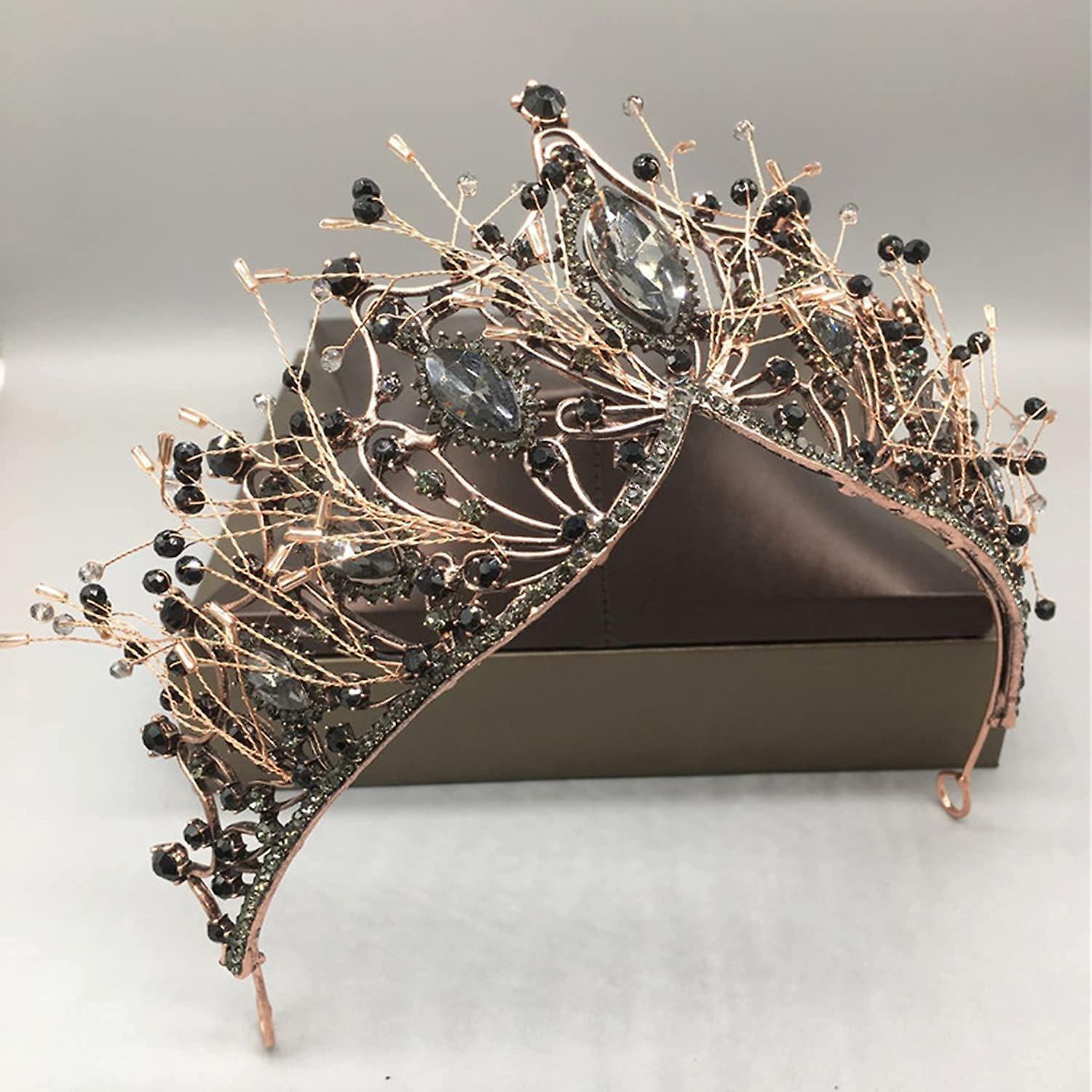 Bronze Crown And Tiara For Women Baroque Queen Crystal Headband Mermaid ...