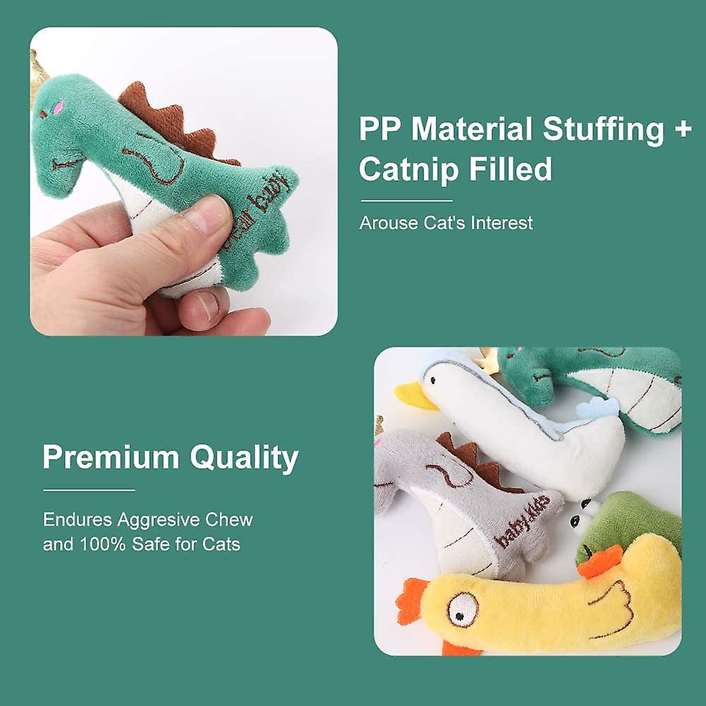 5 Pack Soft Plush Cat Chew Toys Catnip Toys, Cute Cartoon Animal Toys ...