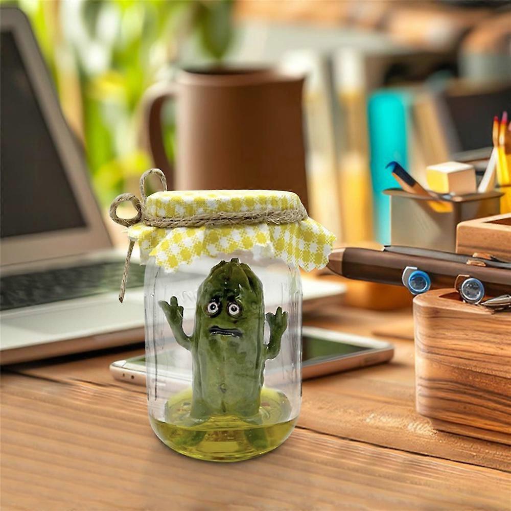 Grumpy Pickle in a Jar Sculpture, Handmade Cute Funny Emotional Support ...
